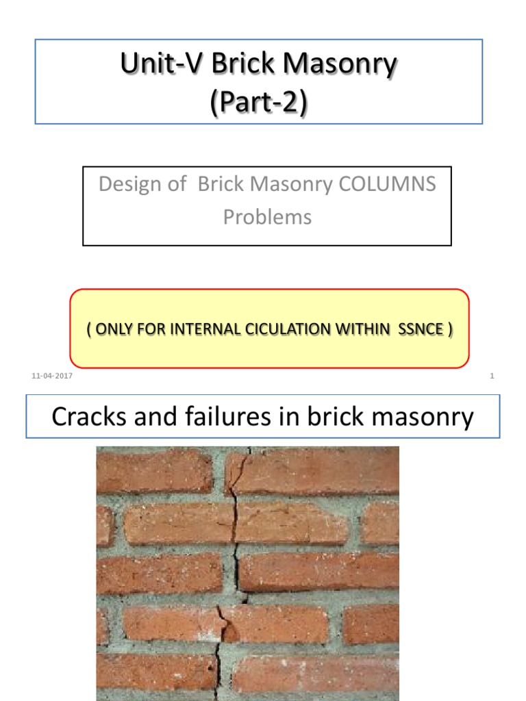 UNIT-V - Brick Masonry - (Part-2) | PDF | Column | Brick