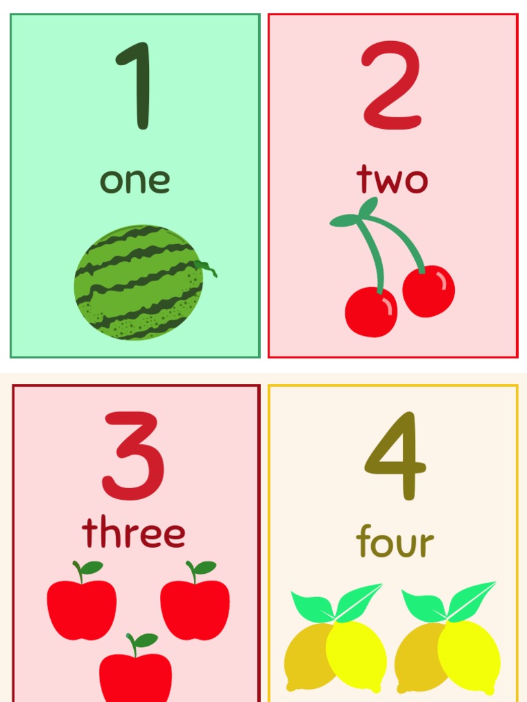 Number Fruits Flashcards | PDF