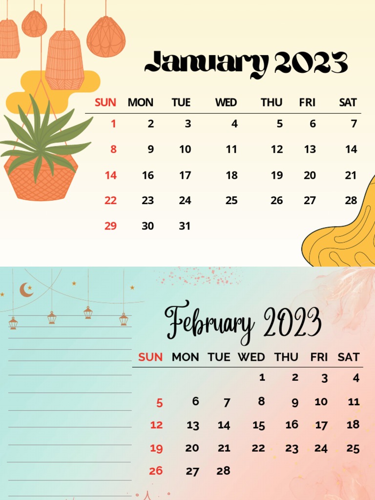 Beige Aesthetic January Monthly Calendar | PDF