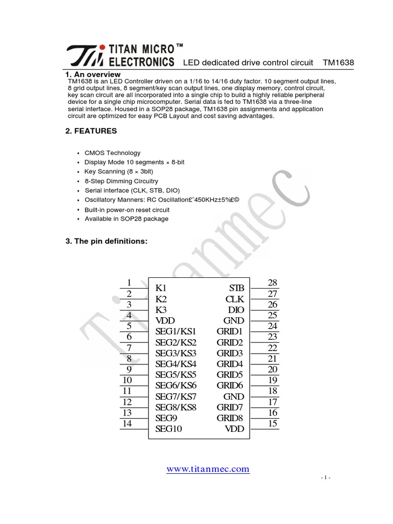 TM1638 en | PDF | Manufactured Goods | Digital Electronics