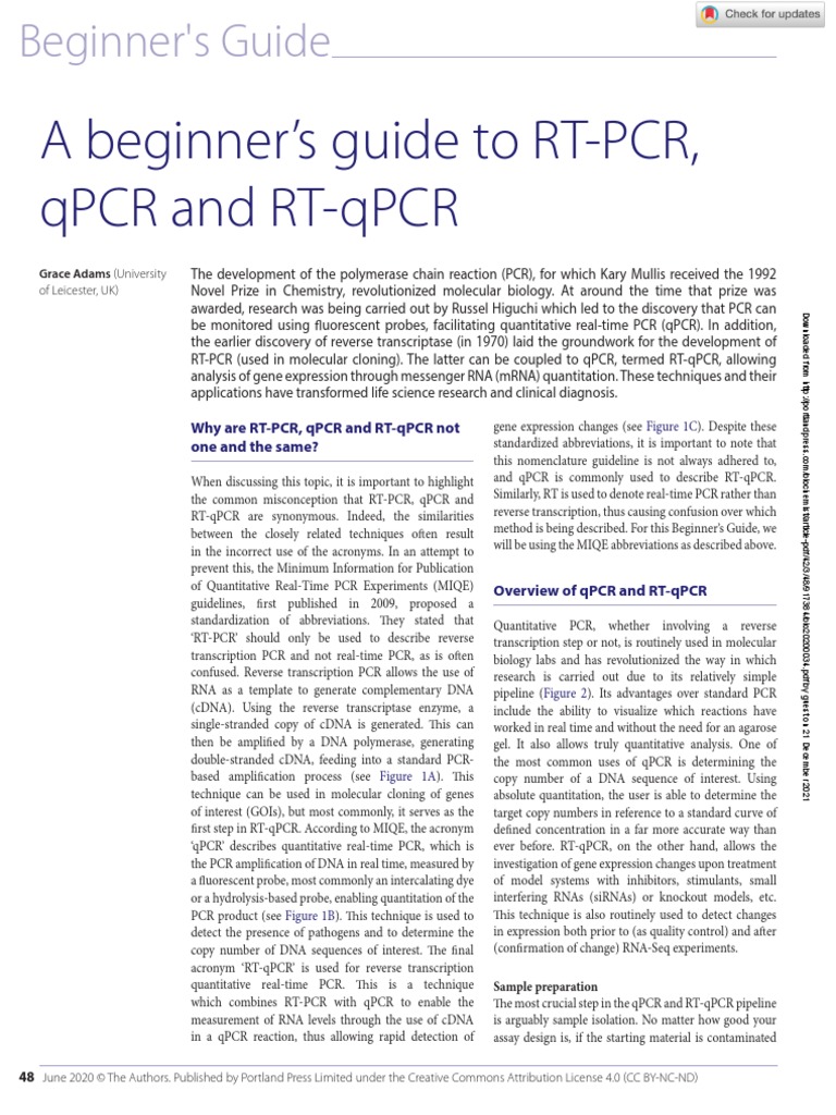 A Beginners Guide To RT-PCR QPCR and RT-QPCR | PDF | Real Time ...