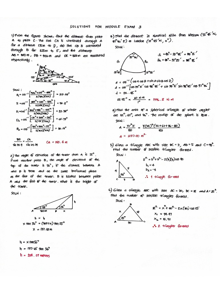 Trigonometry Module Exam Solutions | PDF