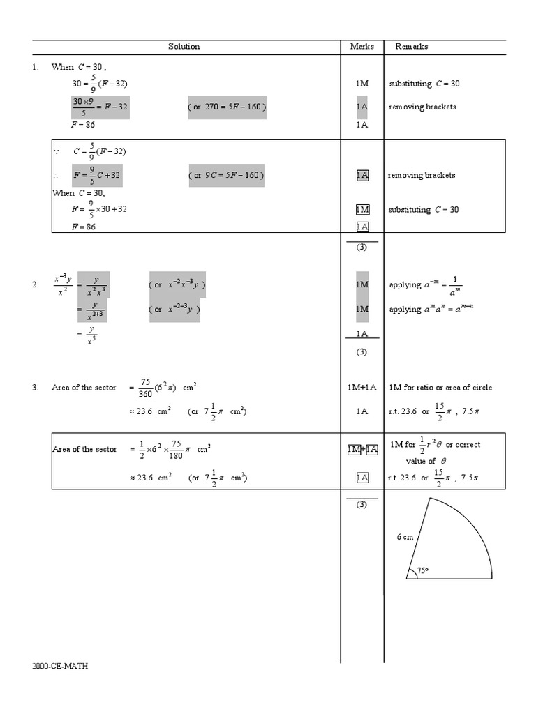 2000 Combined Maths Marking Scheme | PDF | Mathematics | Triangle Geometry