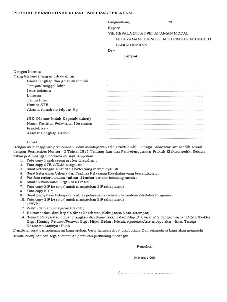 Persyaratan Sip Atlm | PDF