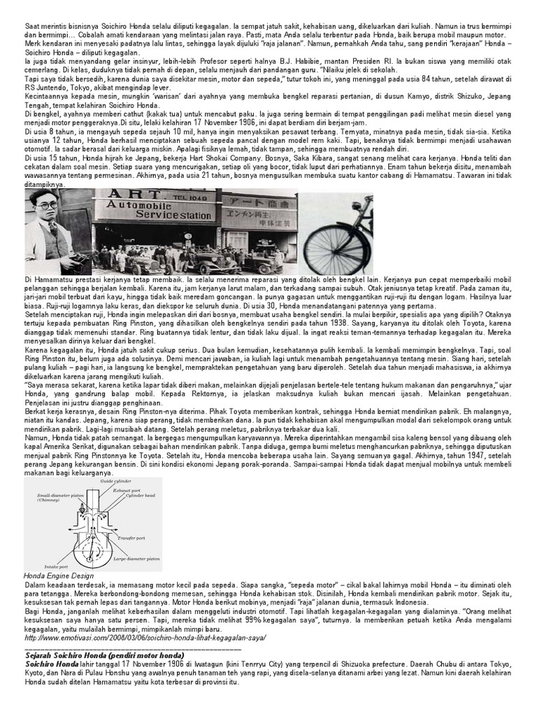 Biografi Soichiro Honda: Dari Kegagalan ke Sukses | PDF