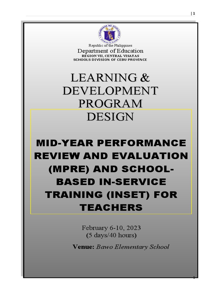 CABALAWAN ES Program Design INSET Midyear Feb 2023 | PDF | Teachers ...