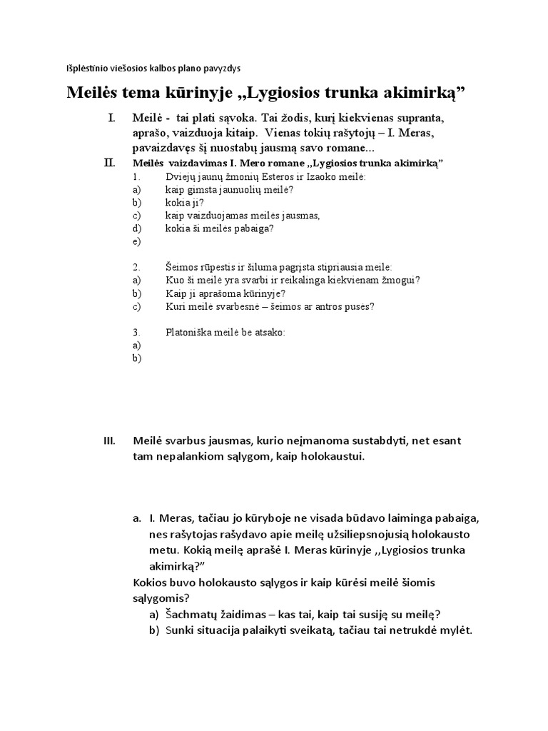 Urte Venzlauskaite Kalbejimo Planas | PDF