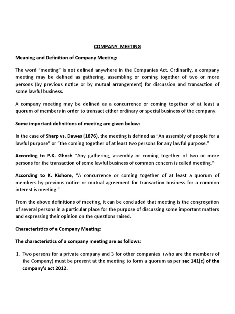 Company Meetings Group 5 | PDF | Proxy Voting | Quorum
