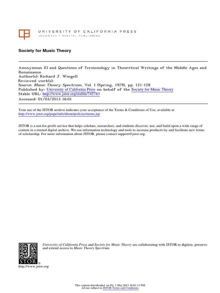 Wingell - Anonymous XI and Questions of Terminology | PDF | Theory ...