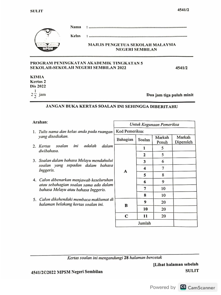 k2 Trial Ns Kimia 2022 | PDF