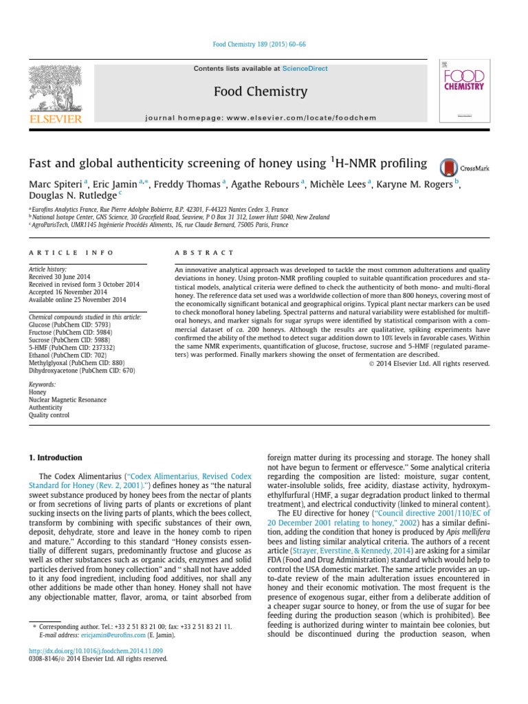 Food Chemistry - 2015 | PDF | Honey | Sucrose