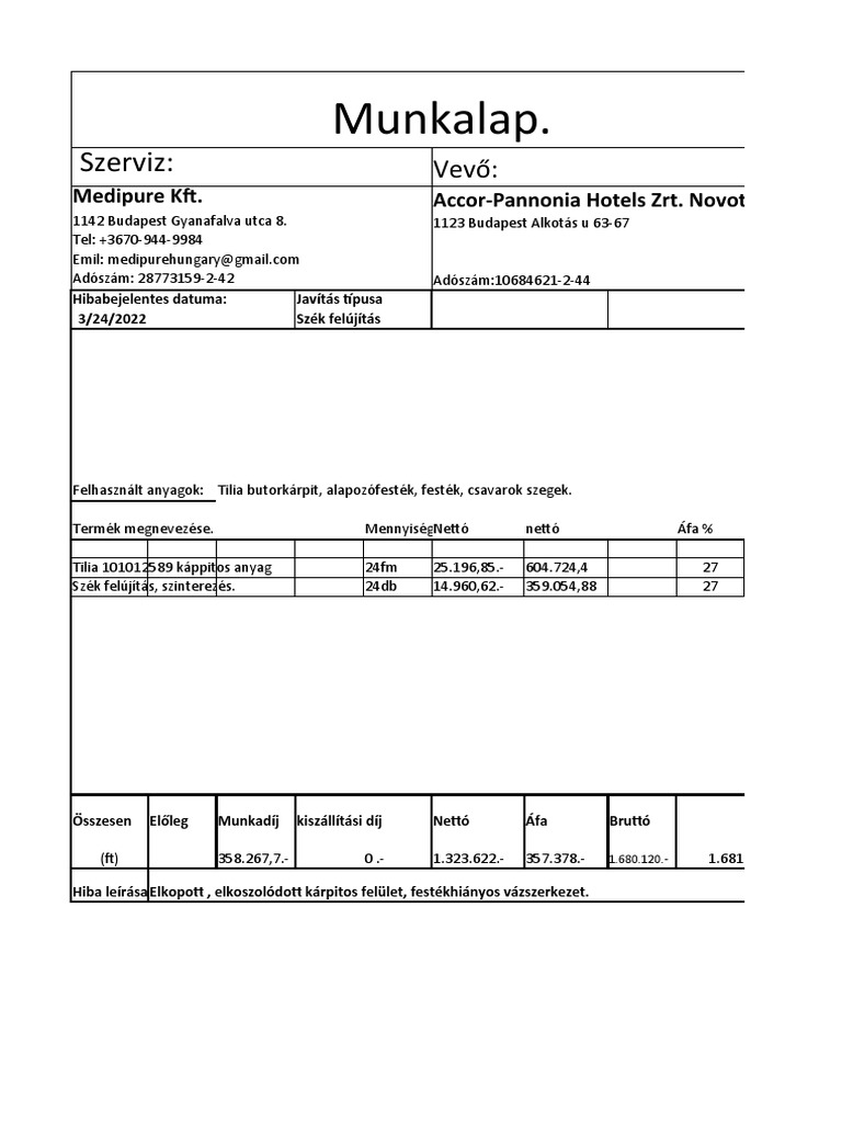 Munkalap | PDF