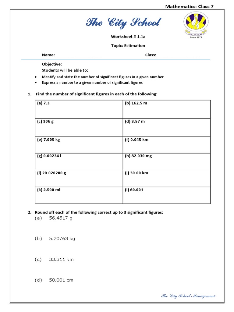 Worksheet 1.1a | PDF