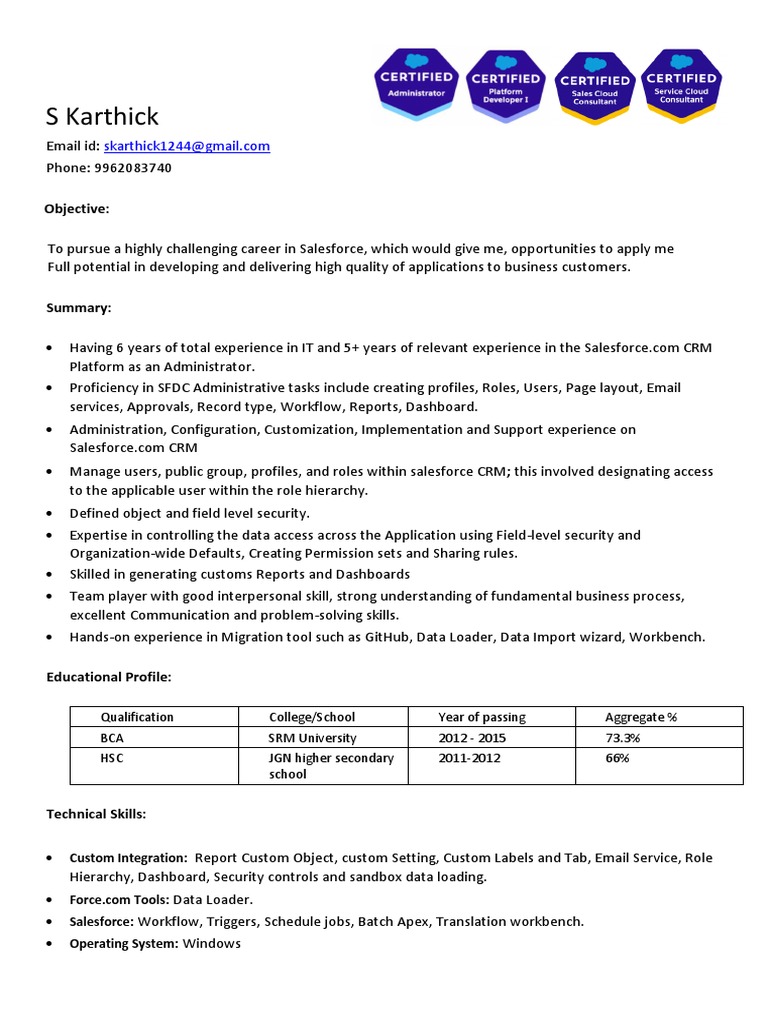 Karthick Srinivasan CV | PDF | Customer Relationship Management | Computer Science