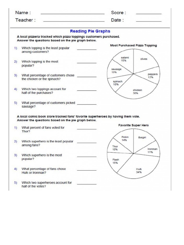Reading Circle Graph Interactive Worksheet | PDF