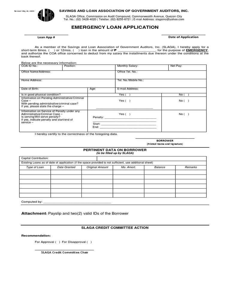 Emergency Loan Application | PDF | Loans | Interest