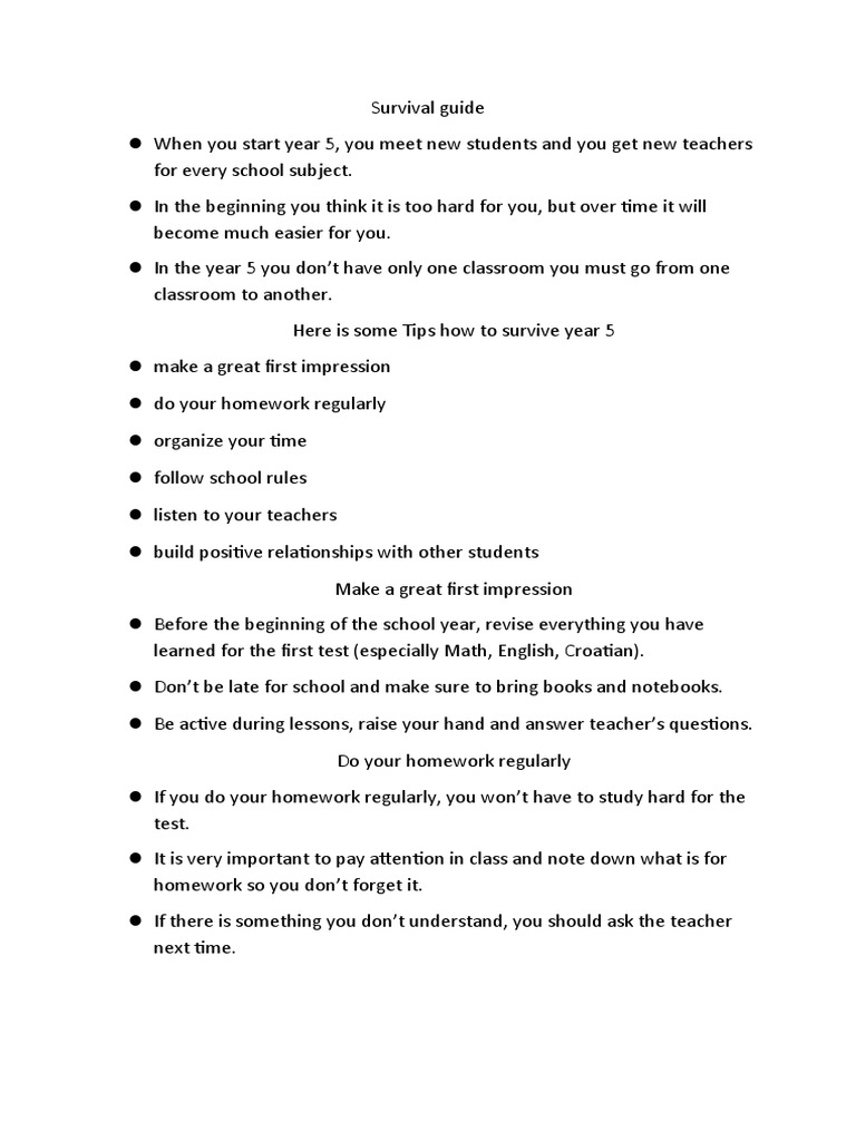 Survival Guide | PDF | Teachers | Classroom