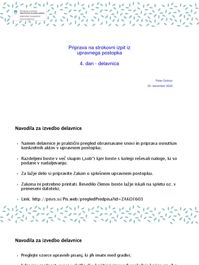 Priprava Na Strokovni Izpit ZUP 4 | PDF