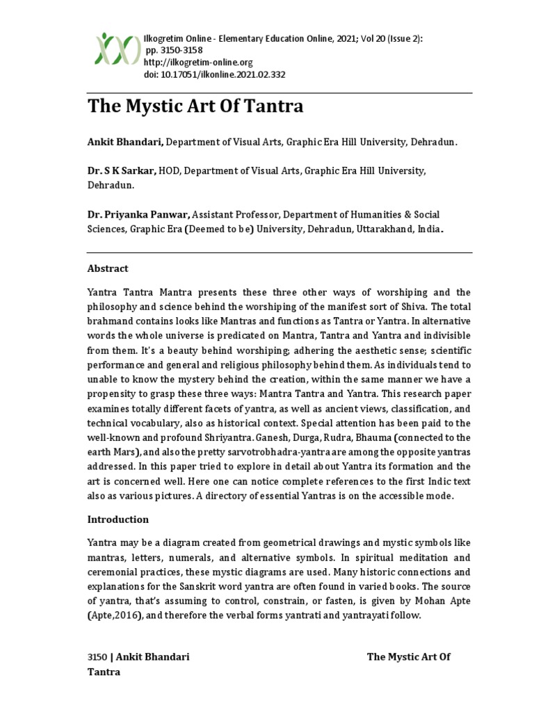 The Mystic Art of Tantra | PDF | Tantra | Mantra