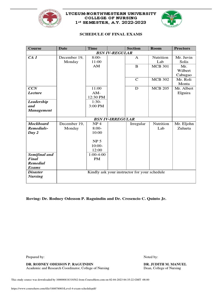 Level 4 Exam Schedule PDF | PDF | Nursing | Health Care