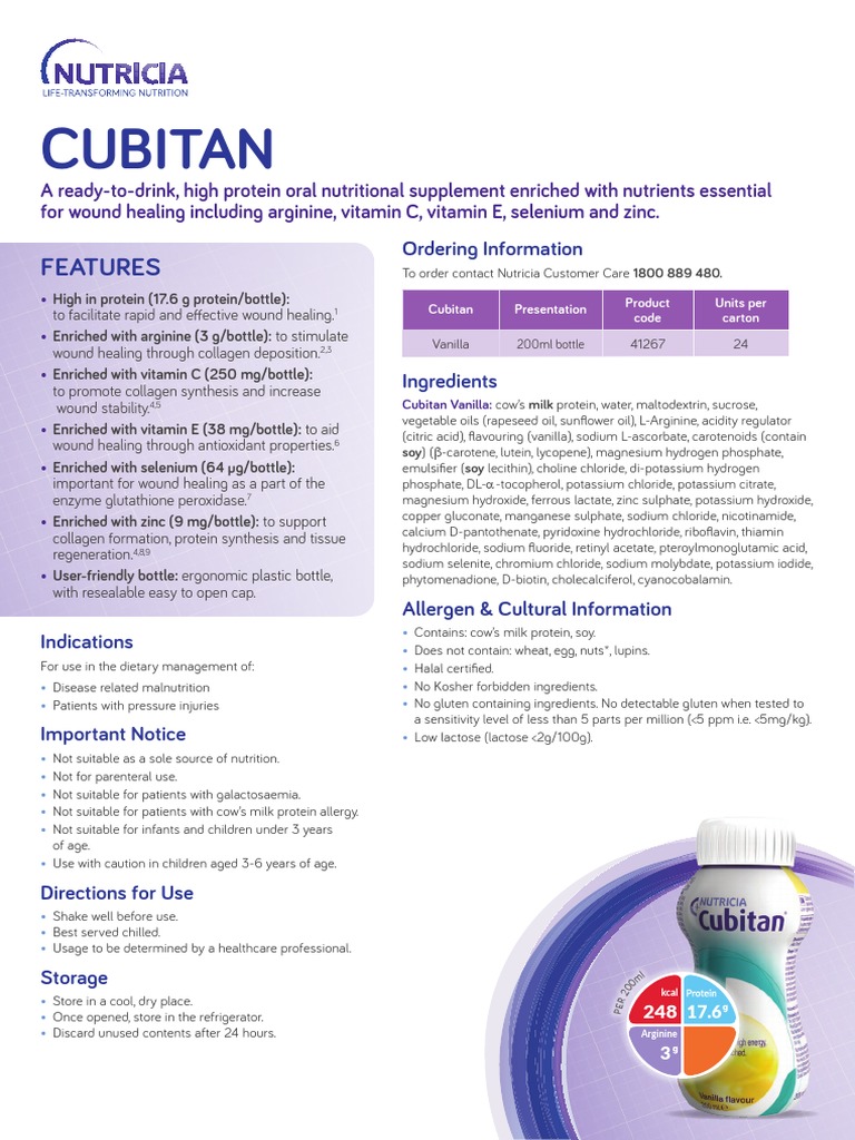 Cubitan Factsheet AUS June 2020 | PDF | Nut (Fruit) | Vitamin