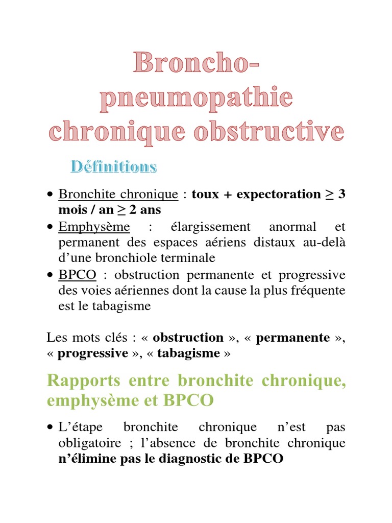 BPCO | PDF | Bronchopneumopathie chronique obstructive | Épidémiologie