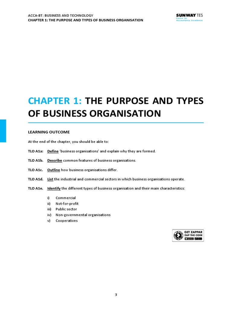ACCA BT Chapter 1 Study Guide | PDF | Nonprofit Organization | Cooperative
