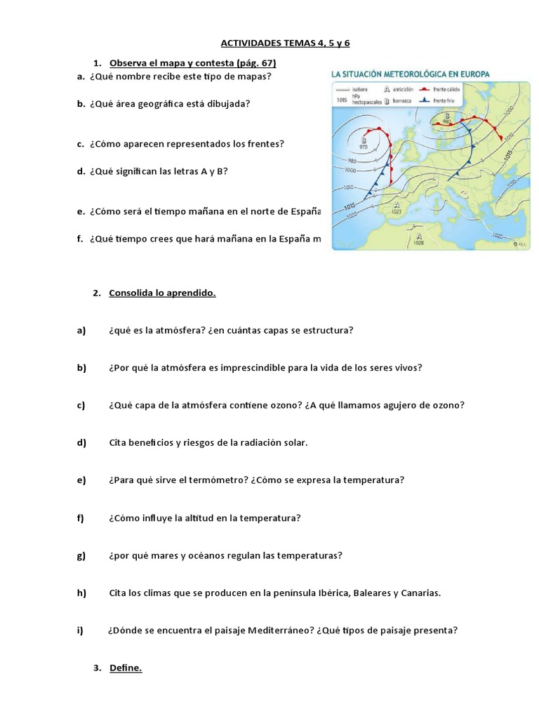 Actividades sobre climatología, capas atmosféricas y tipos de climas ...