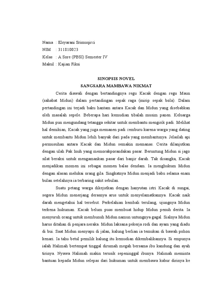 Sinopsis Sengsara Membawa Nikmat | PDF