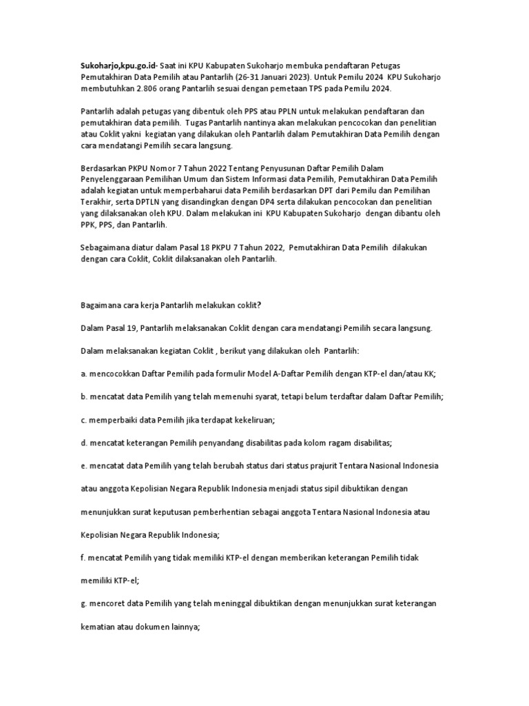 Pembentukan Pantarlih | PDF