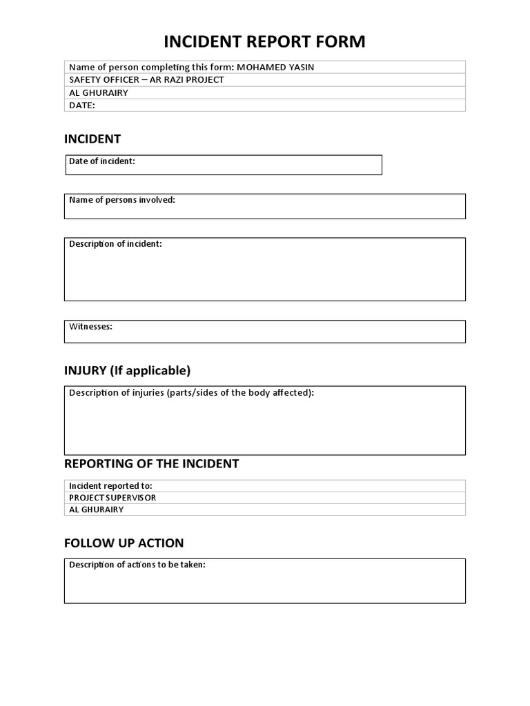 Incident Report Form Template | PDF
