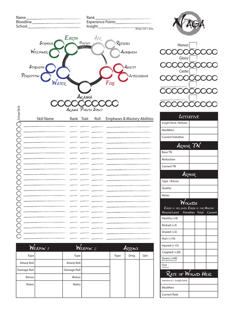 l5r4 Naga Sheet Ooe | PDF | Role Playing Games