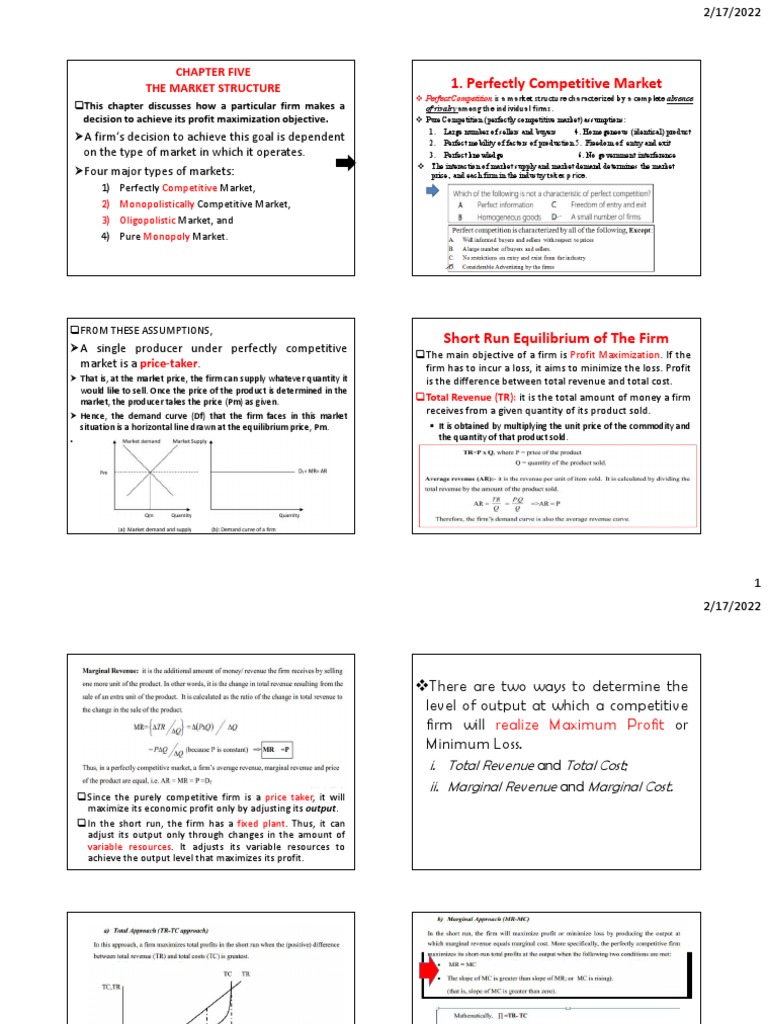 Eco Ch-5 ExamClass | PDF | Perfect Competition | Profit (Economics)