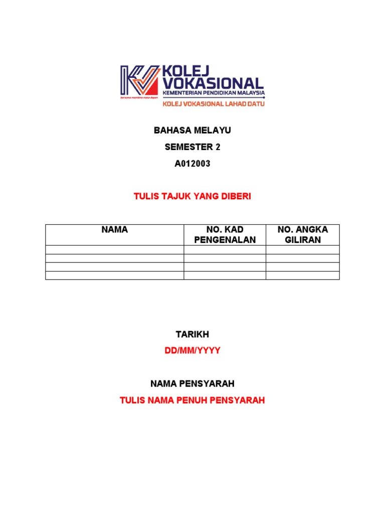 Contoh Folio Bahasa Melayu | PDF