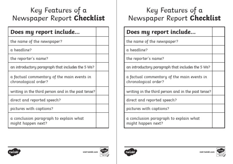 KS2 - Writing A Newspaper Report About The Titanic Disaster - Checklist ...