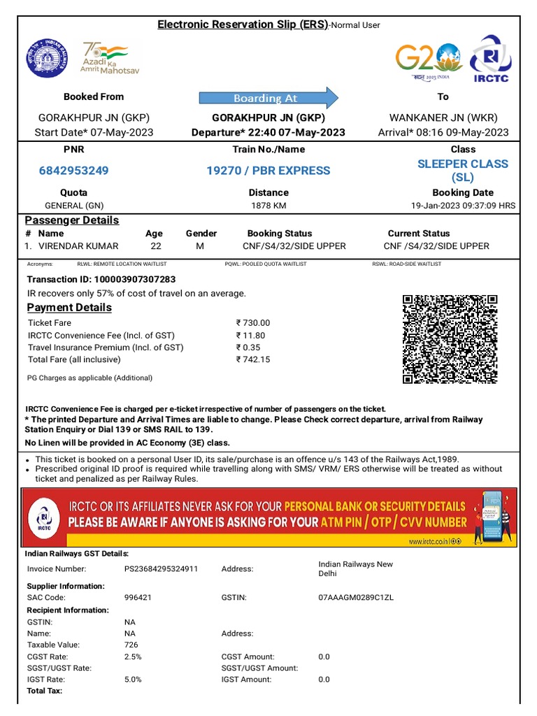 Virender Return Ticket 7 May | PDF | Identity Document