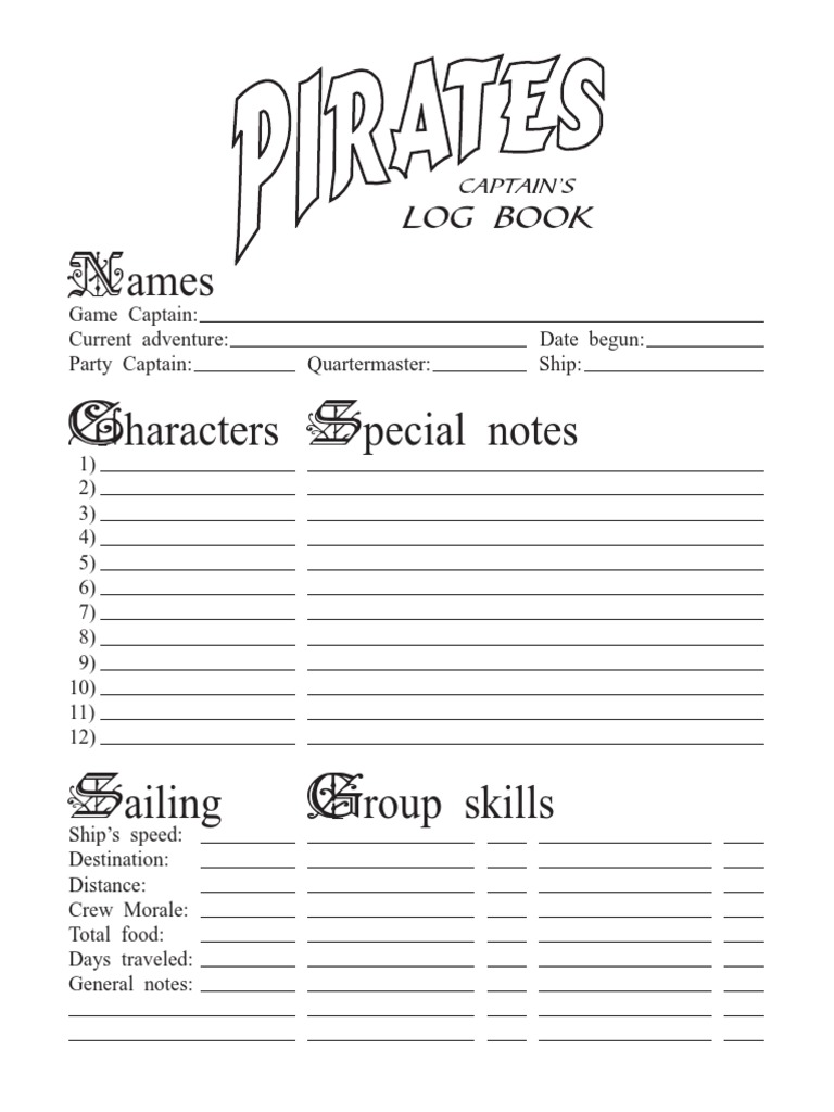 Pirates - Captain's Log Book | PDF