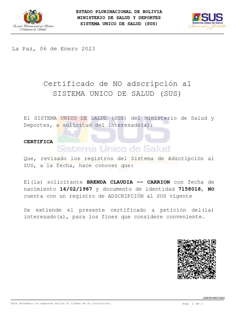 CertificadoNOAfiliacion 7158018 | PDF