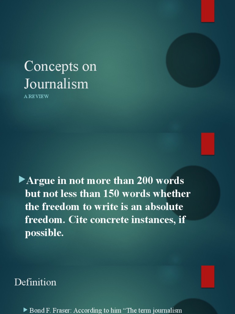 Concepts On Journalism | PDF | Journalism | Defamation