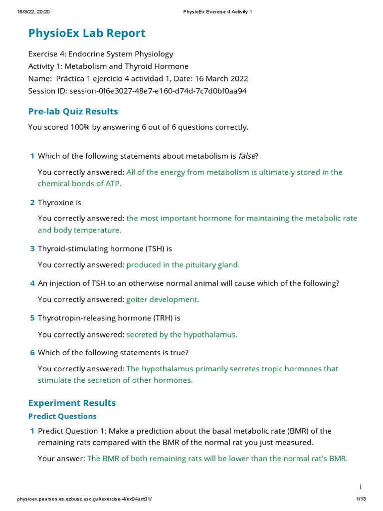 PhysioEx Exercise 4 Activity 1 | PDF | Thyroid Stimulating Hormone ...