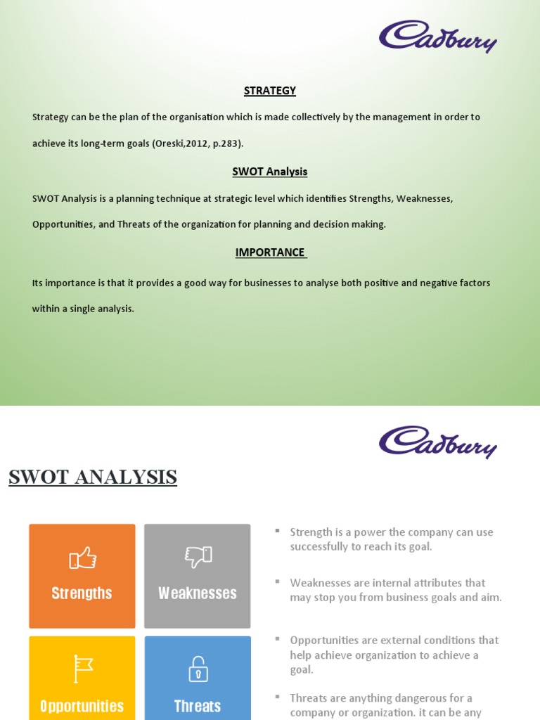 SWOT Analysis of Cadbury | PDF | Swot Analysis | Business Economics