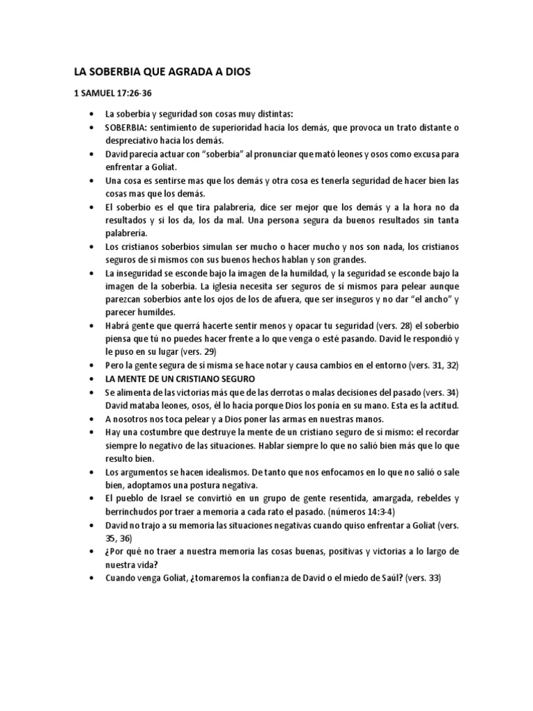 La Soberbia Que Agrada A Dios | PDF | David | Dios