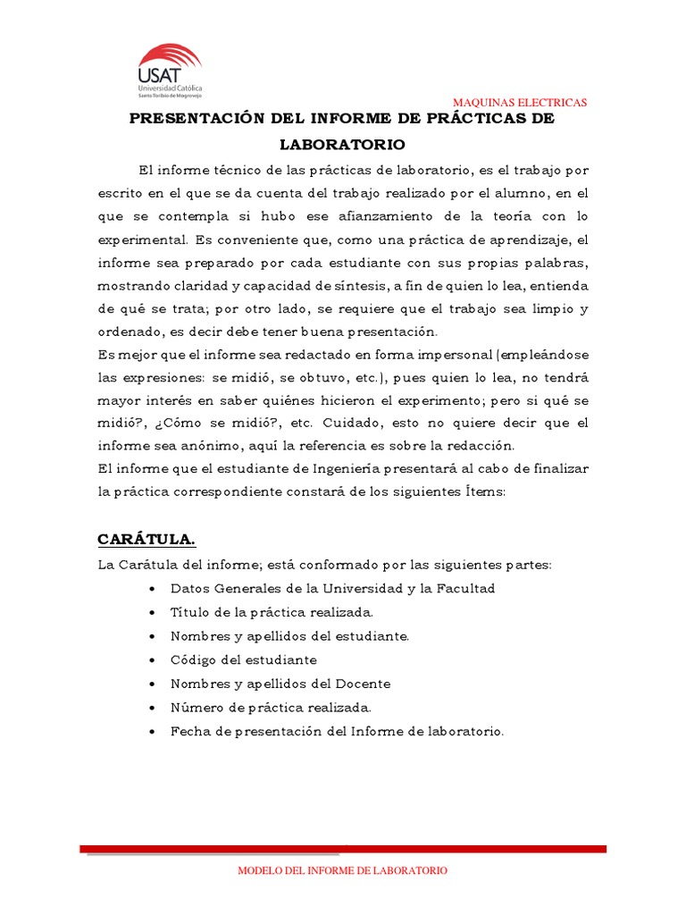 Modelo de Informe de Laboratorio | PDF | Laboratorios | Experimentar