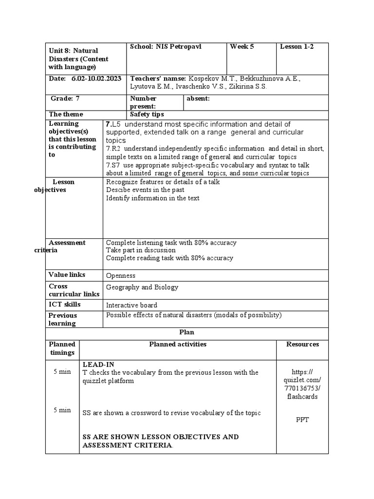 Lesson Plan | PDF | Learning | Cognitive Science