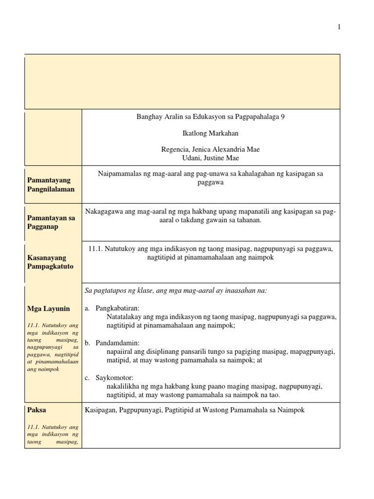 Regencia Udani Online Demo Lesson Plan | PDF