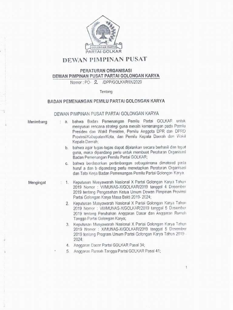 Po 02 Bapilu Partai Golkar | PDF