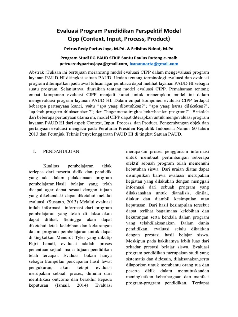 Evaluasi Program Pendidikan Perspektif Model UAS | PDF