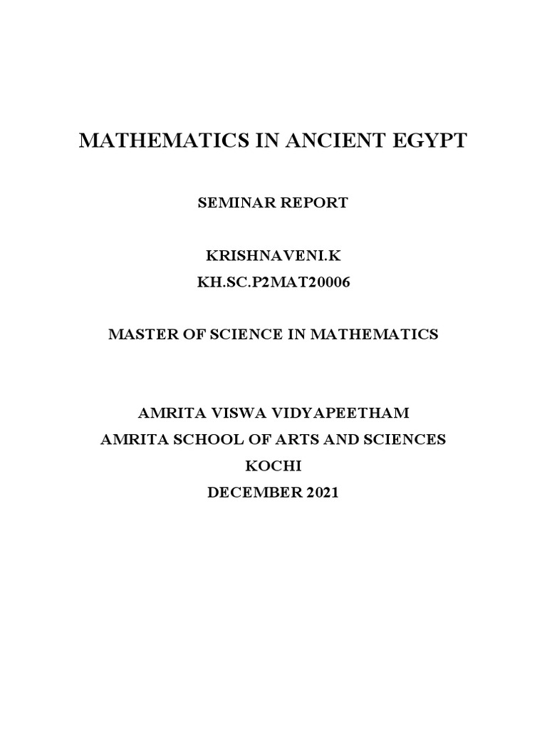 Ancient Egyptian Mathematics Overview | PDF | Mathematics | Elementary ...