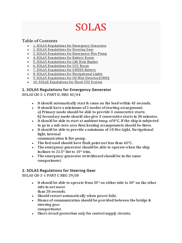 Solas Quick Refrence | Download Free PDF | Engines | Electric Generator
