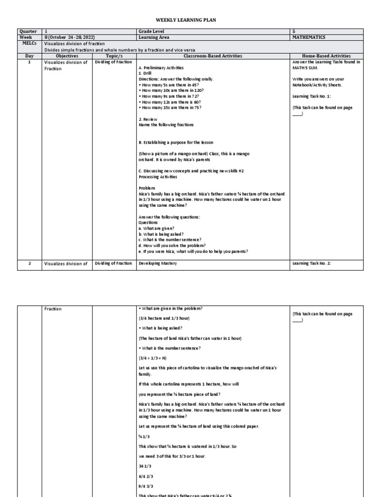 WLP Mathematics-5 Q1 W8 | PDF | Behavior Modification | Cognitive Science